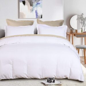 David's Home Cotton Linen Duvet Cover Set, Soft and Breathable for Hot Sleepers, Textured Bedding Breathable Durable Soft Comfy 90 x 92 Inches (White, Queen)