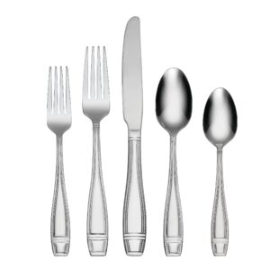 oneida ellis 42 piece everyday flatware, service for 8 18/0 stainless steel, silverware set