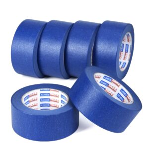 adhes blue painters tape blue tape, 6 rolls x 1.88 inch x 60 yards masking tape paint tape for walls, uv anti,14 days clean remove, total 330 yards