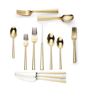 kate spade new york malmo gold 20-piece flatware set, 4.30 lb, metallic