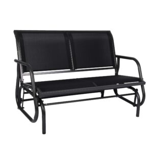 outdoor patio swing glider bench-loveseat mesh seating and smooth glide rocker 2 person chair with weather resistant steel frame for porch garden outside