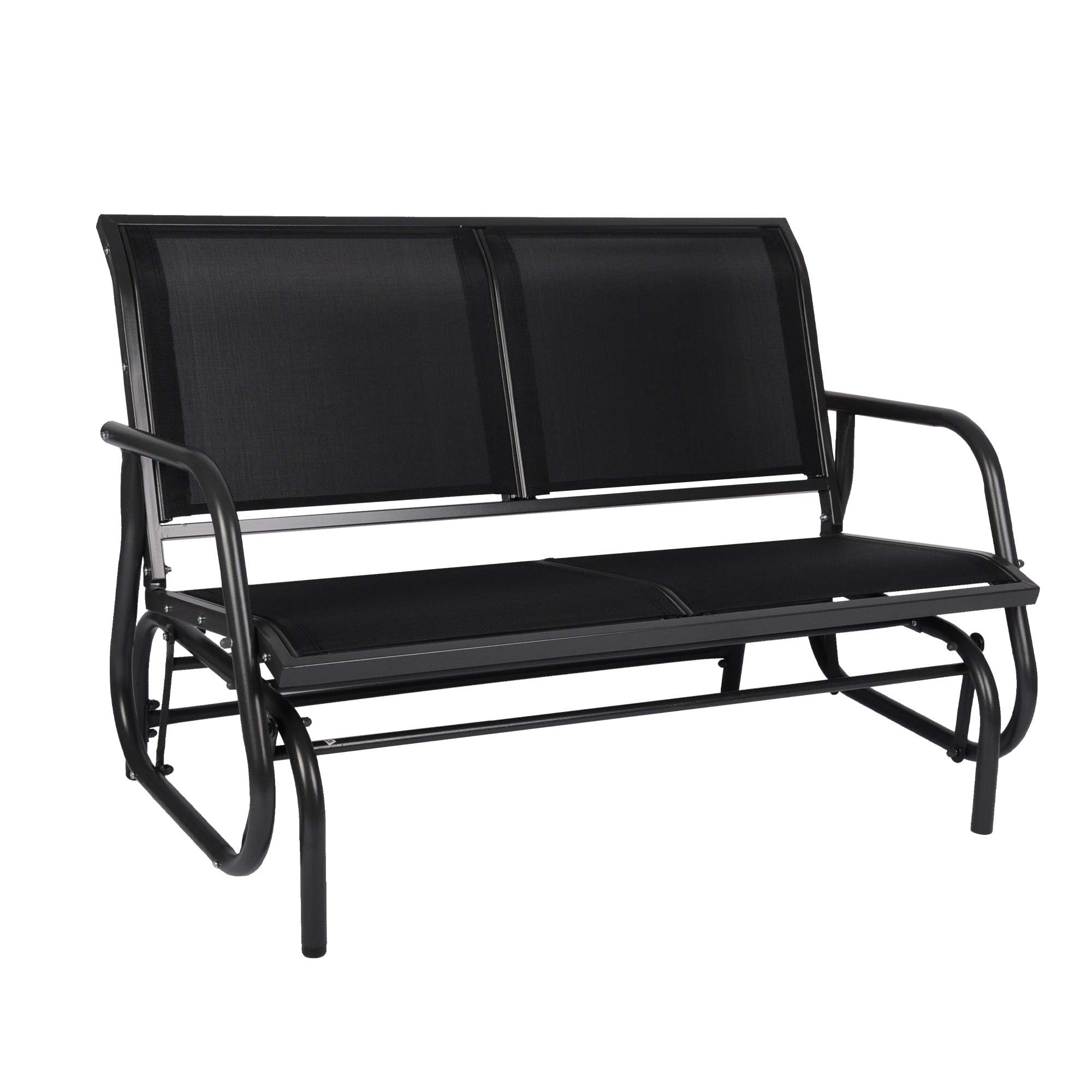 Outdoor Patio Swing Glider Bench-Loveseat Mesh Seating and Smooth Glide Rocker 2 Person Chair with Weather Resistant Steel Frame for Porch Garden Outside