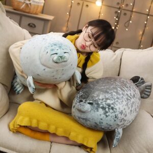 EHOTONG Cute Blob Seal Pillow, Chubby Seal Plush Hug Pillow Soft Stuffed Animal Toy (White, 24")