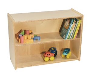 contender daycare shelves for kids, bookcase with 2 shelves for storage, wood furniture for toddlers, children, classroom, 30-inch width