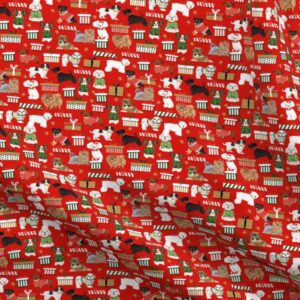 Spoonflower Fabric - Christmas Dogs Cute Breeds Best Printed on Petal Signature Cotton Fabric by The Yard - Sewing Quilting Apparel Crafts Decor