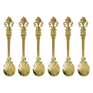 fanquare 6 pack mini spoons coffee espresso demitasse vintage tea spoon 4.5",gold