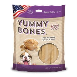 loving pets yummy bones - peanut butter flavor filled bones for dogs (for medium/large dogs 20-100+ lbs)