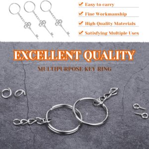 Audab 360Pcs Keychain Bulk, 120Pcs Keychain Rings with Chain and 120Pcs Open Jump Ring with 120Pcs Screw Eye Pins for Crafts and Jewelry Making