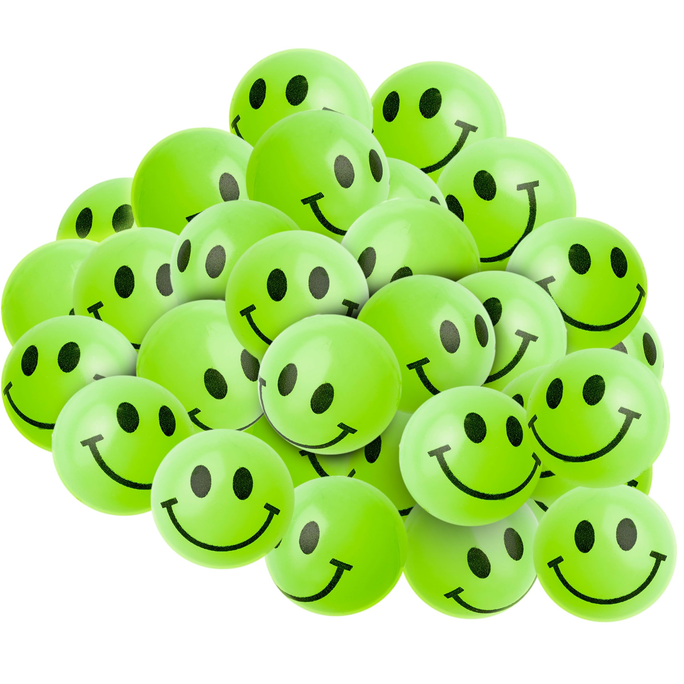 Bedwina Bulk Bouncy Balls Glow in The Dark - 144 Pcs (1inch / 27mm) Diameter, High Bouncing, Small Rubber Smile Face Bouncing Balls for Kids, Vending Machines, Party Favor