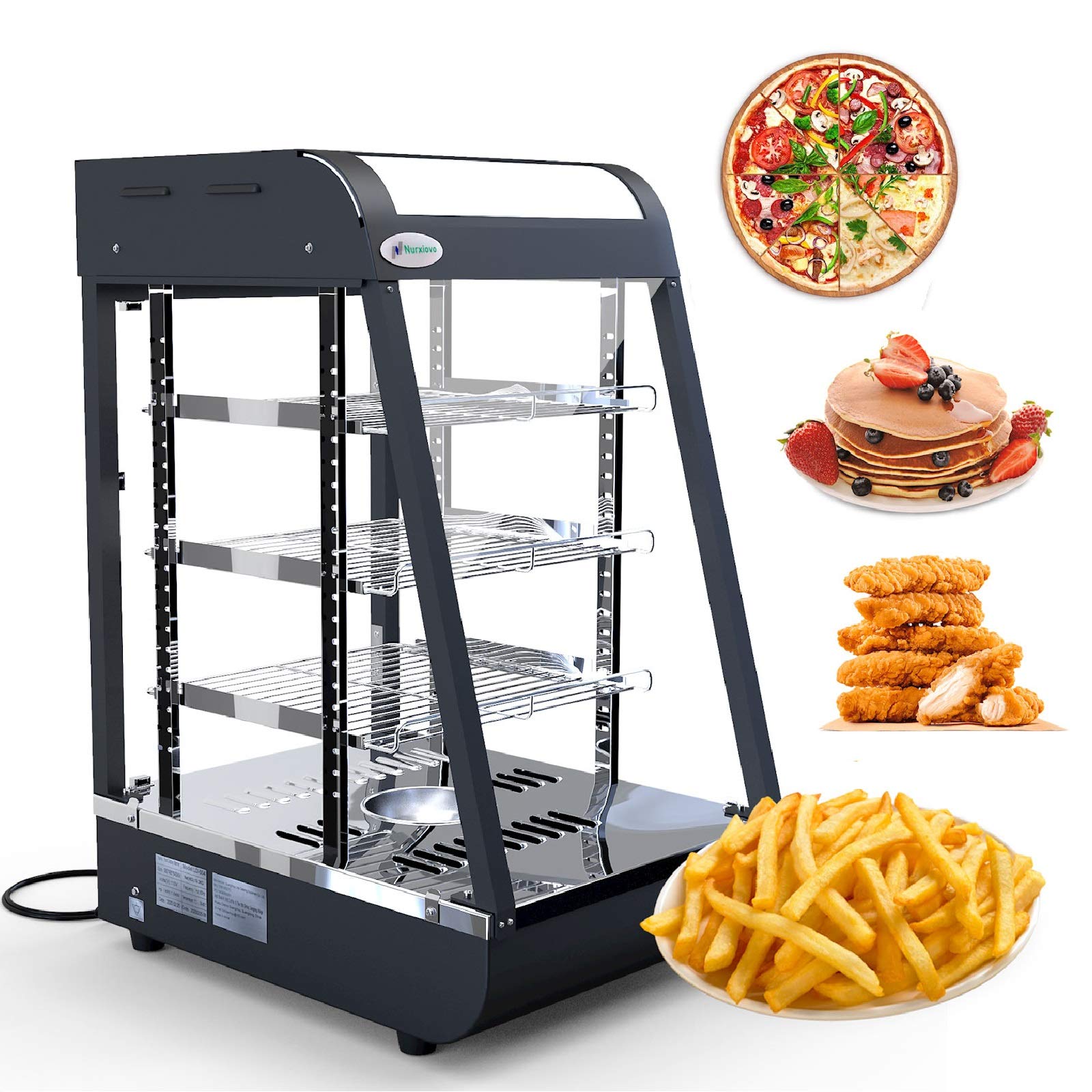 Commercial Food Warmer - Nurxiovo Countertop Pizza Warmers Display L15 x W19 x H25'' Pastry Patty Warmer Case for Buffet Restaurant Shop Heater Food Service