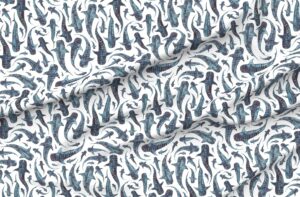 spoonflower fabric - whale shark blue animal swimming navy sea ocean printed on petal signature cotton fabric by the yard - sewing quilting apparel crafts decor