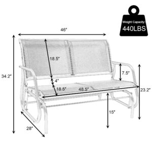 Outdoor Patio Swing Glider Bench-Loveseat Mesh Seating and Smooth Glide Rocker 2 Person Chair with Weather Resistant Steel Frame for Porch Garden Outside