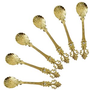 fanquare 6 Pack Mini Spoons Coffee Espresso Demitasse Vintage Tea Spoon 4.5",Gold