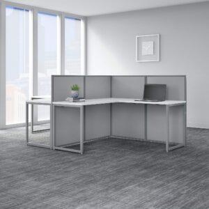 Bush Business Furniture Double Cubicle Desk with Privacy Panels | Easy Office Collection Two Person L Shaped Table | 60Dx120Wx45H