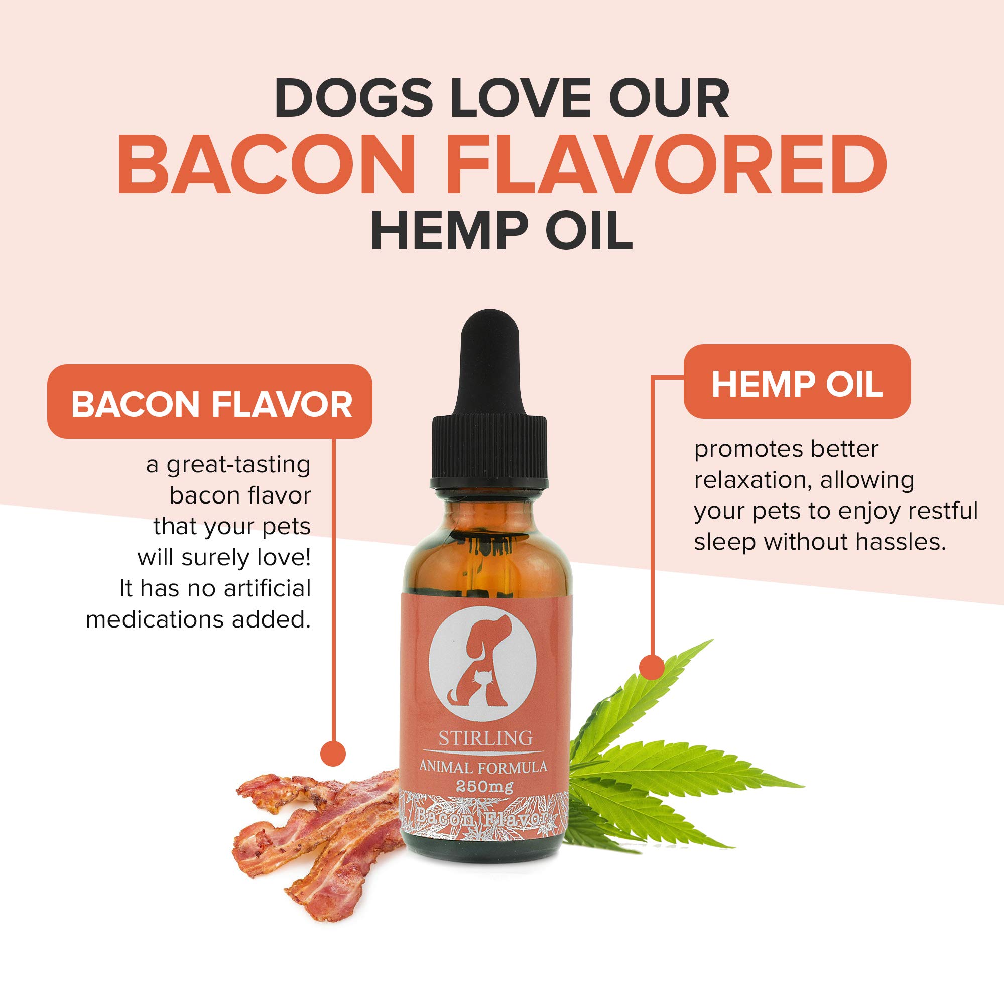 Stirling Powerful Hemp Oil for Dogs and Cats - Helps Relieve Pain and Sore Muscles - Reduces Dog and Cat Separation Anxiety - Calming - Relief - No Drowsiness - 250mg