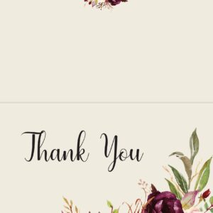 MPC Brands Customized Personalized Funeral Bereavement Thank You Cards With Envelopes - Set of 50 (Custom Rose)