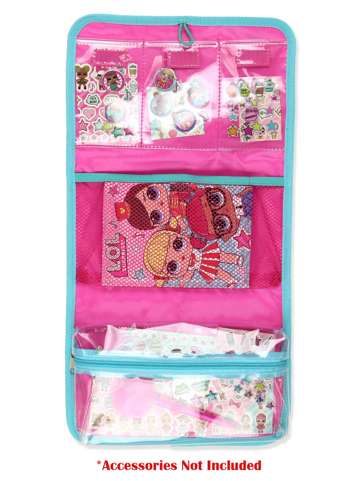 L.O.L. Surprise! Girl's Tri-fold Multipurpose Collectible Toy Storage Accessory Toiletry Travel Bag Case (One Size, Pink)