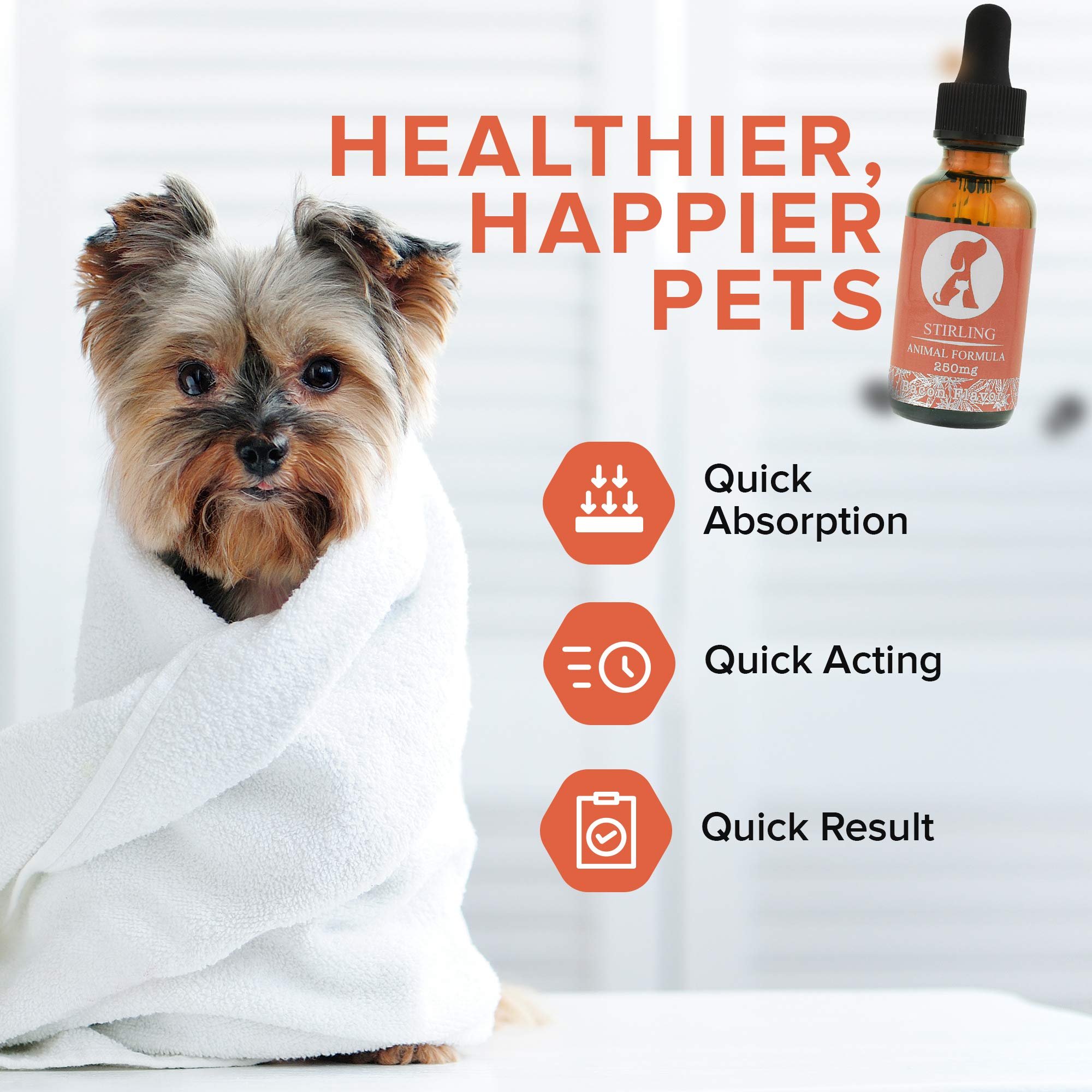 Stirling Powerful Hemp Oil for Dogs and Cats - Helps Relieve Pain and Sore Muscles - Reduces Dog and Cat Separation Anxiety - Calming - Relief - No Drowsiness - 250mg