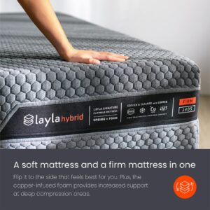 Layla 13” Hybrid Mattress, Flippable Between Firm & Medium Soft Comfort, Motion Minimizing (Full)