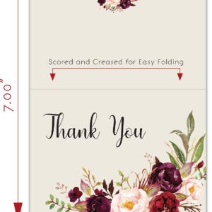 MPC Brands Customized Personalized Funeral Bereavement Thank You Cards With Envelopes - Set of 50 (Custom Rose)