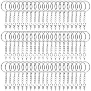 audab 360pcs keychain bulk, 120pcs keychain rings with chain and 120pcs open jump ring with 120pcs screw eye pins for crafts and jewelry making