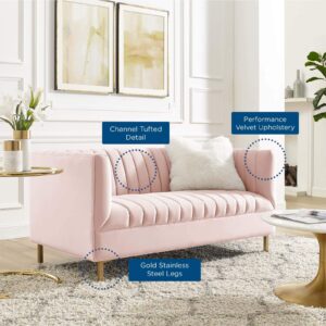 Modway Shift Channel Tufted Performance Velvet, Loveseat, Pink