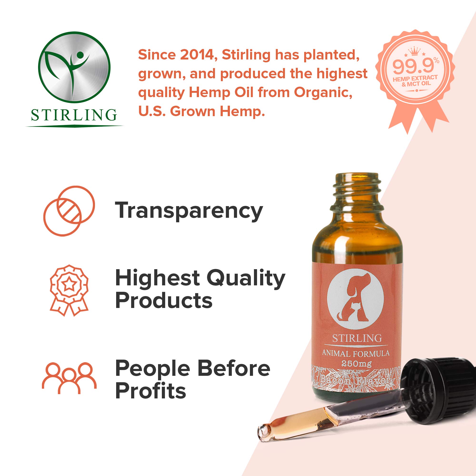 Stirling Powerful Hemp Oil for Dogs and Cats - Helps Relieve Pain and Sore Muscles - Reduces Dog and Cat Separation Anxiety - Calming - Relief - No Drowsiness - 250mg