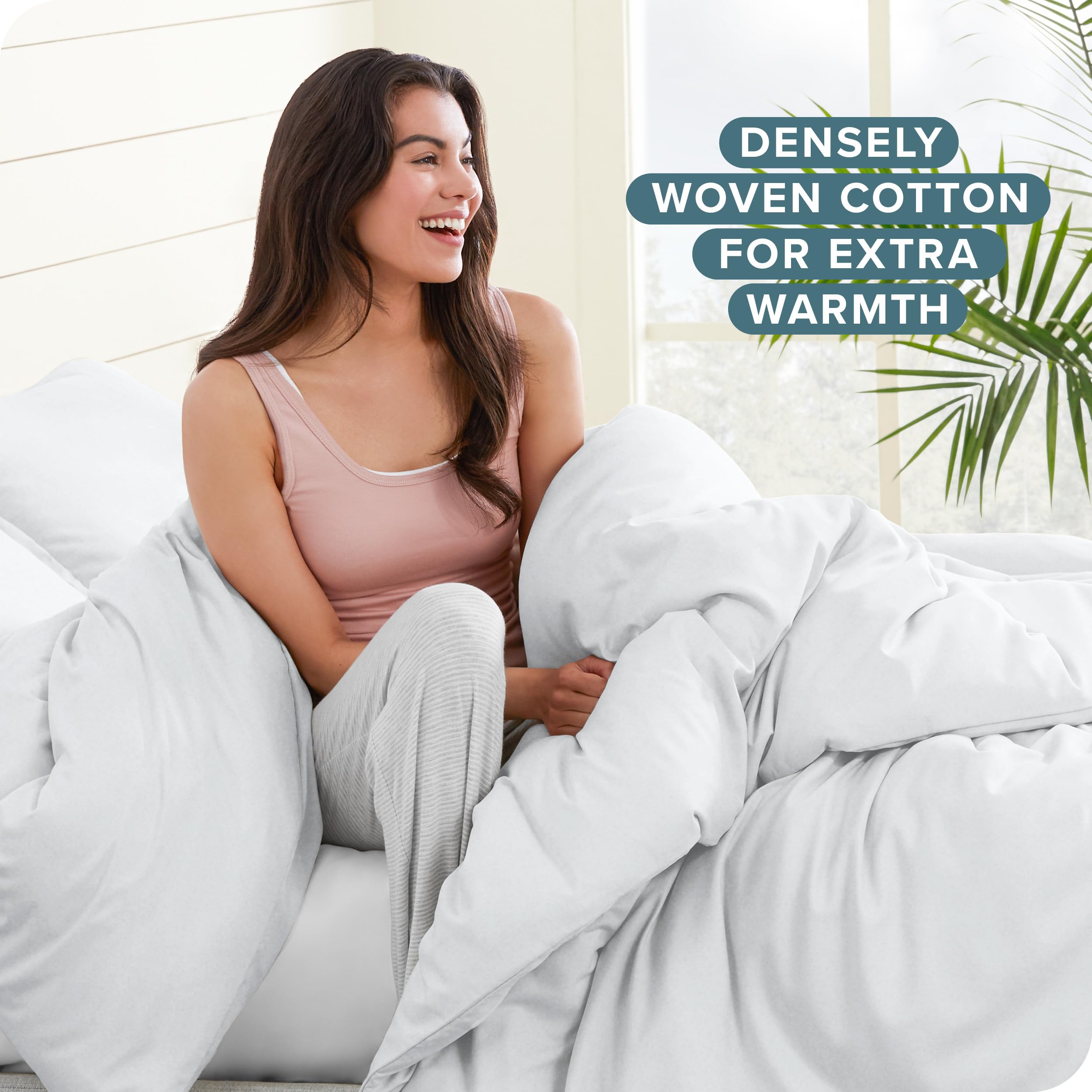 Bare Home Flannel Duvet Cover Set - Twin/Twin Extra Long - 100% Cotton, Velvety Soft Heavyweight Premium Flannel, Double Brushed - Includes Sham Pillow Covers (Twin/Twin XL, White)