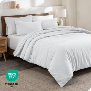 Bare Home Flannel Duvet Cover Set - Twin/Twin Extra Long - 100% Cotton, Velvety Soft Heavyweight Premium Flannel, Double Brushed - Includes Sham Pillow Covers (Twin/Twin XL, White)