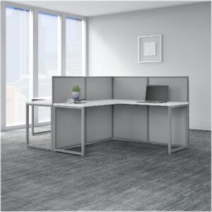 Bush Business Furniture Double Cubicle Desk with Privacy Panels | Easy Office Collection Two Person L Shaped Table | 60Dx120Wx45H