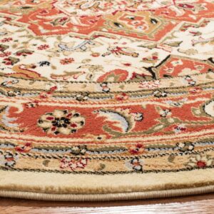 SAFAVIEH Lyndhurst Collection 12' Round Ivory / Rust LNH330R Traditional Oriental Non-Shedding Dining Room Entryway Foyer Living Room Bedroom Area Rug