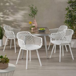 Christopher Knight Home Shawn Outdoor Modern Dining Chair (Set of 4), White