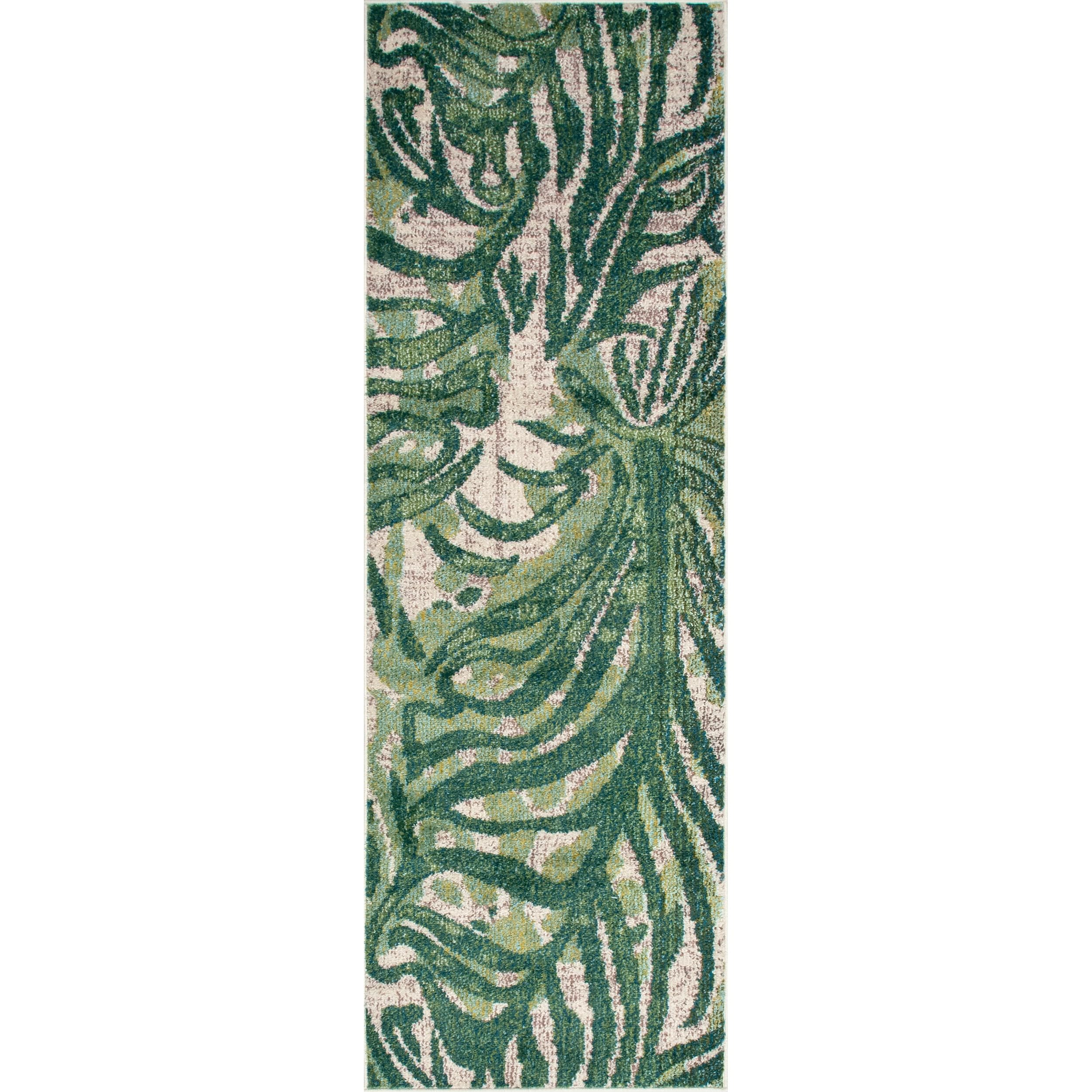 nuLOOM Cali Floral 2x6 Runner Rug for Living Room Bedroom Dining Room Entryway Hallway Kitchen, Green/Ivory