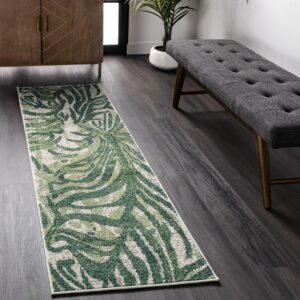 nuloom cali floral 2x6 runner rug for living room bedroom dining room entryway hallway kitchen, green/ivory