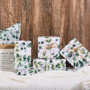 TINYFUTURE 100 Sheets Eucalyptus Gift Wrapping Tissue Paper Recyclable Greenery Botanical Packaging Bag for Wedding Birthday Showers Art Craft Party Favor Decoration