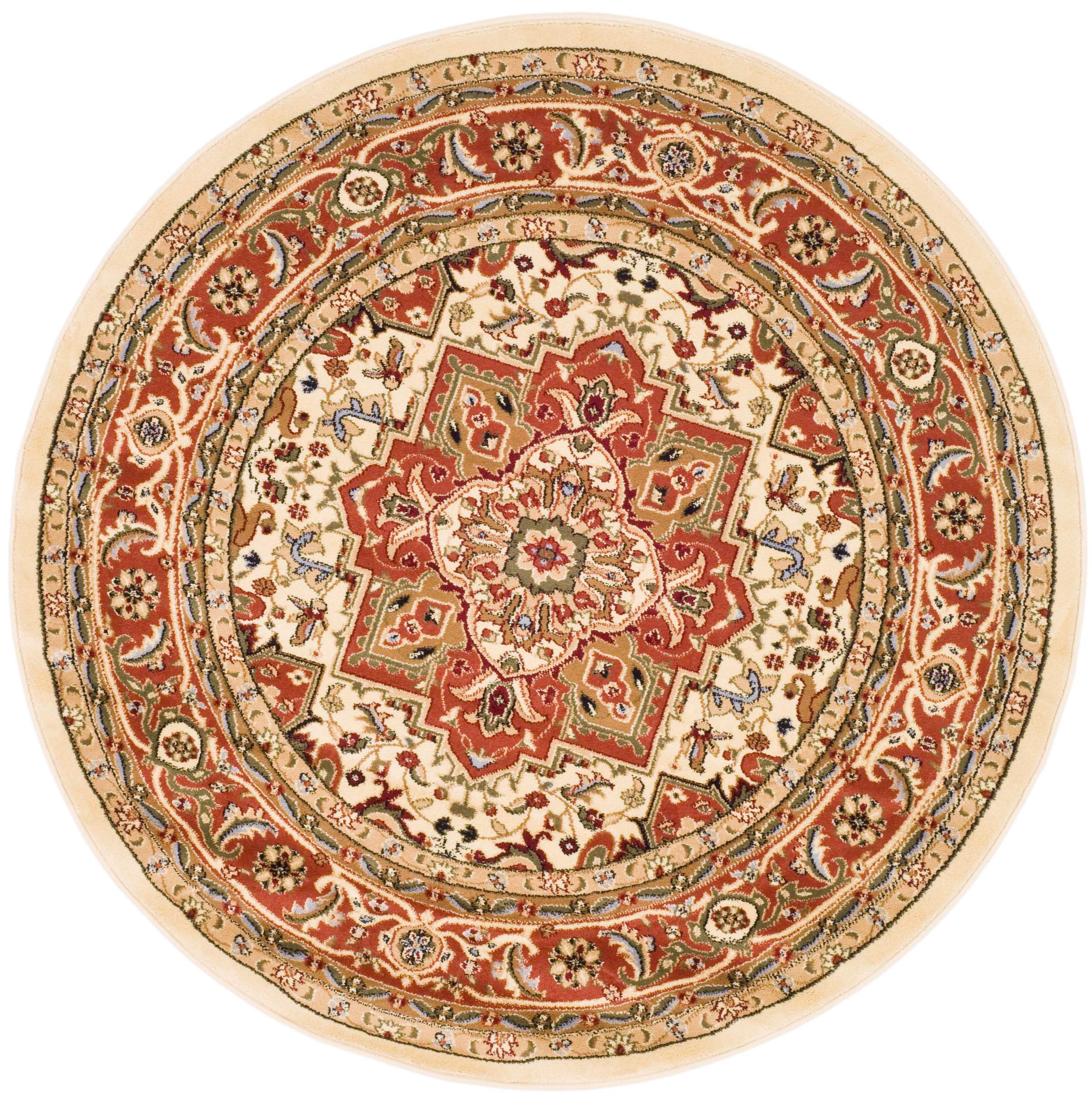 SAFAVIEH Lyndhurst Collection 12' Round Ivory / Rust LNH330R Traditional Oriental Non-Shedding Dining Room Entryway Foyer Living Room Bedroom Area Rug