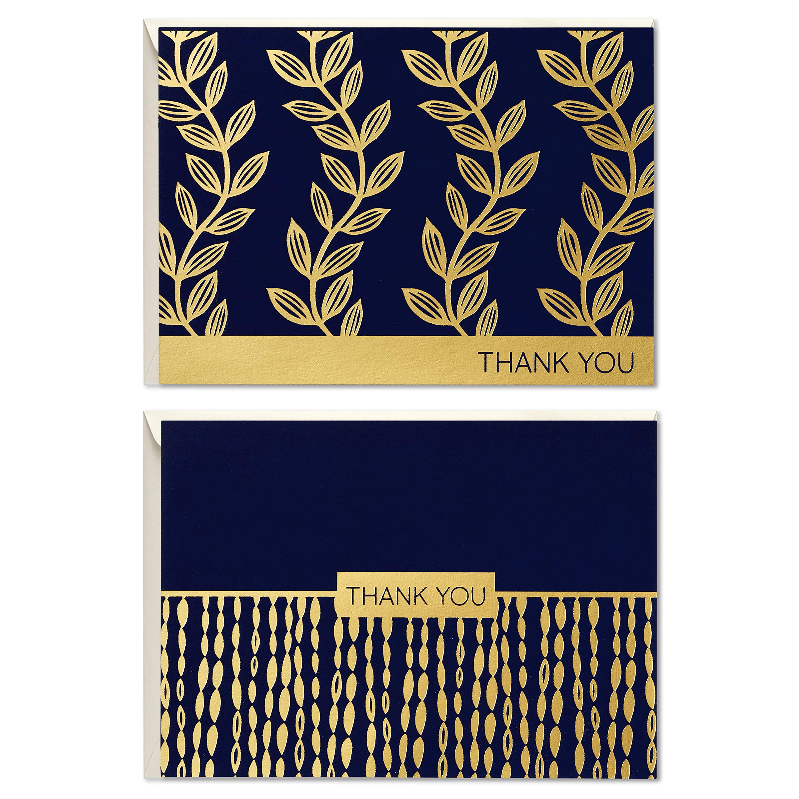 Hallmark Thank You Cards Assortment, Navy and Gold (50 Thank You Notes with Envelopes for Wedding, Bridal Shower, Baby Shower, Business, Graduation)