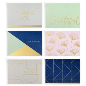 hallmark thank you and blank cards assortment, geometric gold (24 cards with envelopes for baby showers, wedding, bridal showers, all occasion)