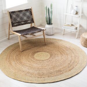 safavieh braided collection 3' round gold / natural brd910w handmade country cottage reversible jute area rug