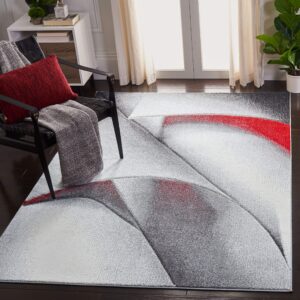 safavieh hollywood collection area rug - 5'3" x 7'6", grey & red, mid-century modern design, non-shedding & easy care, ideal for high traffic areas in living room, bedroom (hlw716q)