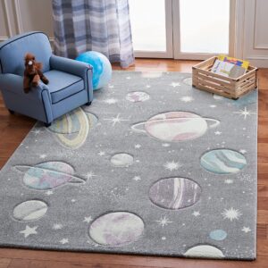 safavieh carousel kids collection area rug - 5'3" x 7'6", grey & lavender, non-shedding & easy care, ideal for high traffic areas for boys & girls in playroom, nursery, bedroom (crk103f)