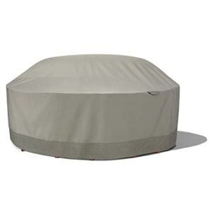 duck covers weekend water-resistant outdoor round table & chair cover with integrated duck dome, 106 x 32 inch, moon rock, patio covers for outdoor furniture