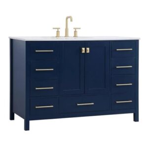 elegant kitchen and bath 48 inch single bathroom vanity cabinet - blue