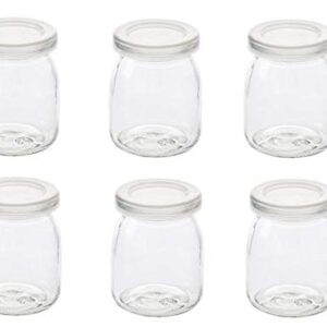 Dailydanny 6 Pcs Yogurt Pudding Jars Bottles With Plastic Lids Ideal for Jam, Honey, Wedding Favors, Shower Favors, Baby Foods (7 oz (200ml))