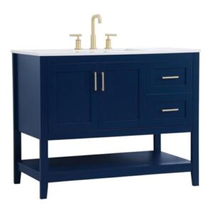 elegant kitchen and bath 42 inch single bathroom vanity cabinet - blue