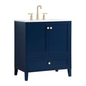 elegant kitchen and bath 30 inch single bathroom vanity cabinet - blue