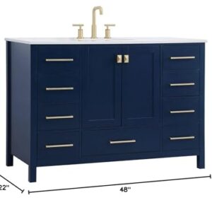 Elegant Kitchen and Bath 48 inch Single Bathroom Vanity Cabinet - Blue