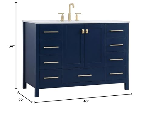 Elegant Kitchen and Bath 48 inch Single Bathroom Vanity Cabinet - Blue