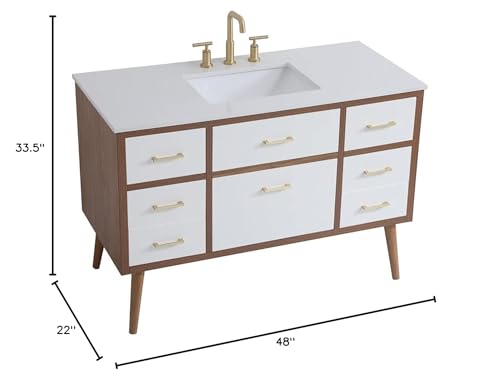 Elegant Kitchen and Bath 48 inch Bathroom Vanity Cabinet - White