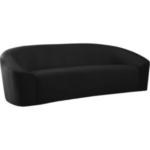 meridian furniture 610black-s riley collection modern | contemporary velvet upholstered sofa with rounded contemporary design, black, 91" w x 35.5" d x 29.5" h